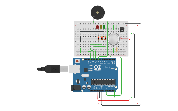 Circuit design Alcohol and health Monitor - Tinkercad