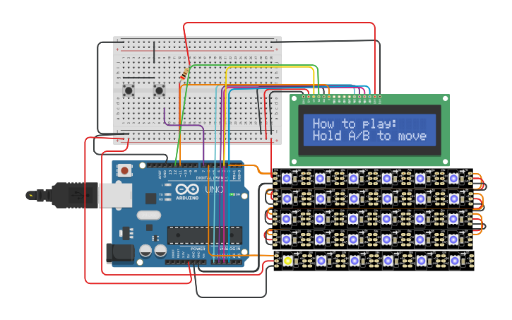 Circuit design NeoPixel: Game Led - Tinkercad