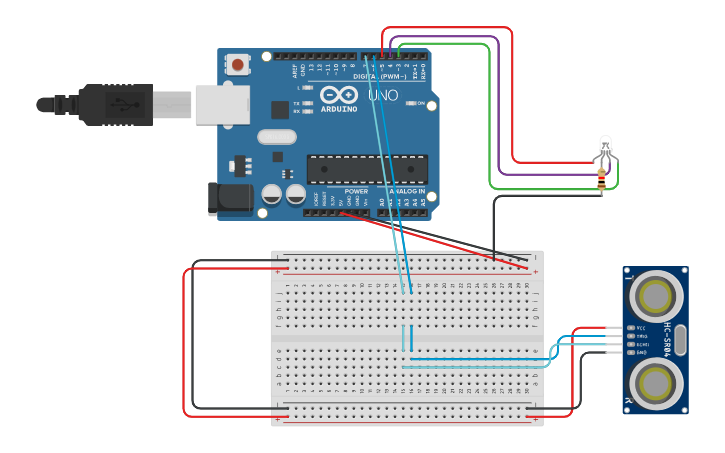 Circuit design ultrasonic dist sensor - Tinkercad
