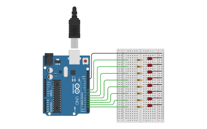 Circuit design 3 Compteur binaire - Tinkercad Circuit design 3 Compteur binaire - Tinkercad
