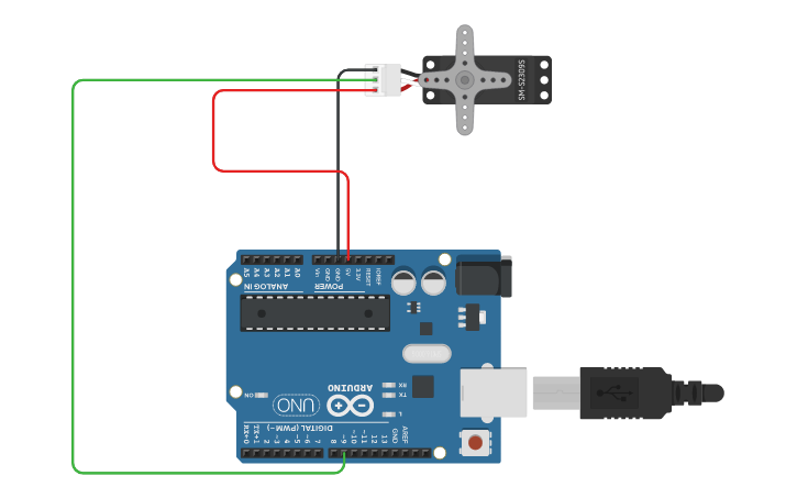 Circuit design Servomotor - Tinkercad