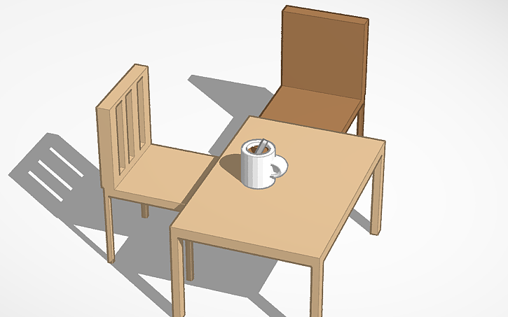 3D design table and chairs - Tinkercad