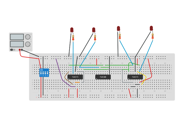 Circuit Design 4 Bit Binary Synchronous Counter Tinkercad