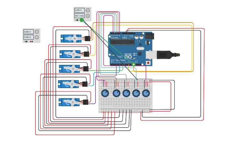 Circuit Design Control Five Servo Motors Using Five Potentiometers