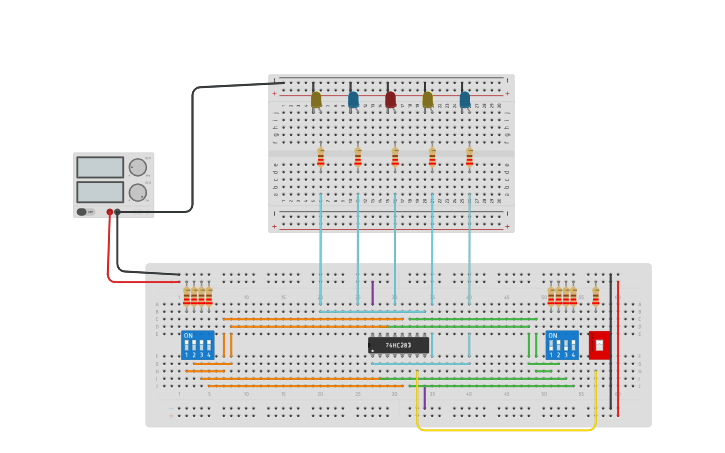 Circuit Design 4 Bit Binary Tinkercad