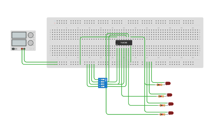 Circuit design Binary to Gray Code - Tinkercad