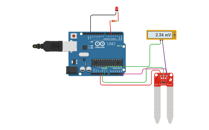 Circuit design Arduino - Sensor humedad - Tinkercad Circuit design Arduino - Sensor humedad - Tinkercad