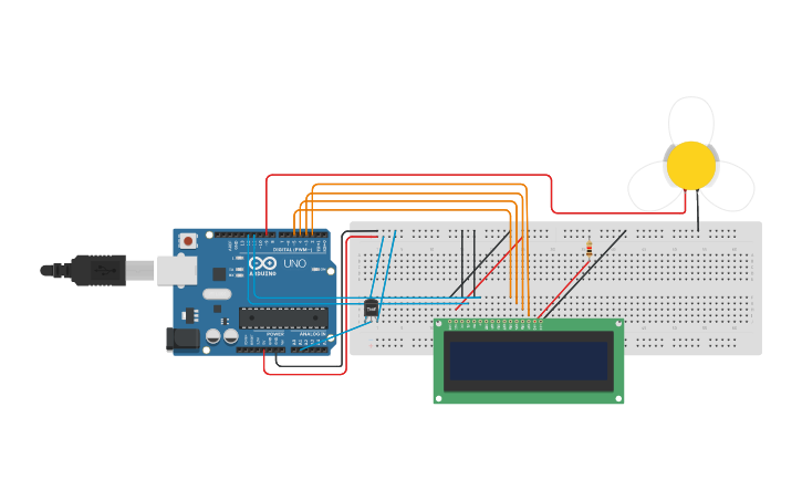 Circuit Design Temperature Based Fan Speed Controller Tinkercad