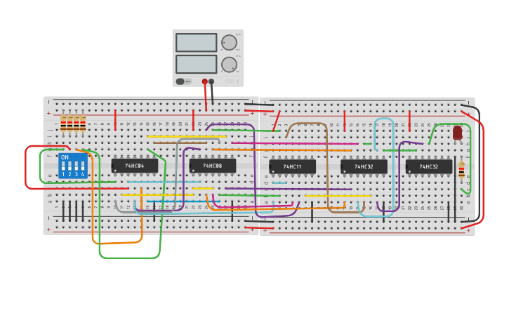 Circuit design LABORATORIO 3 - CIRCUITO 1 - FUNCIONES LOGICAS MAPA K | Tinkercad