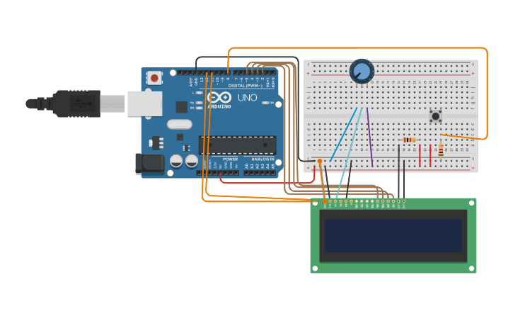 Circuit design LCD button Count ULO5 - Tinkercad