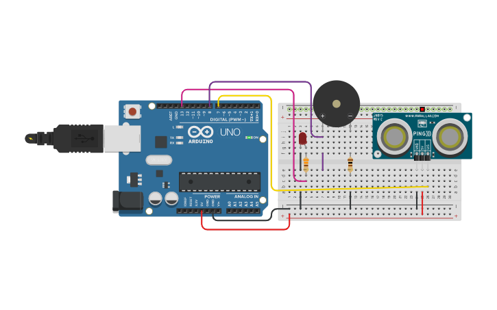 Circuit design Radar recul automobile - Tinkercad