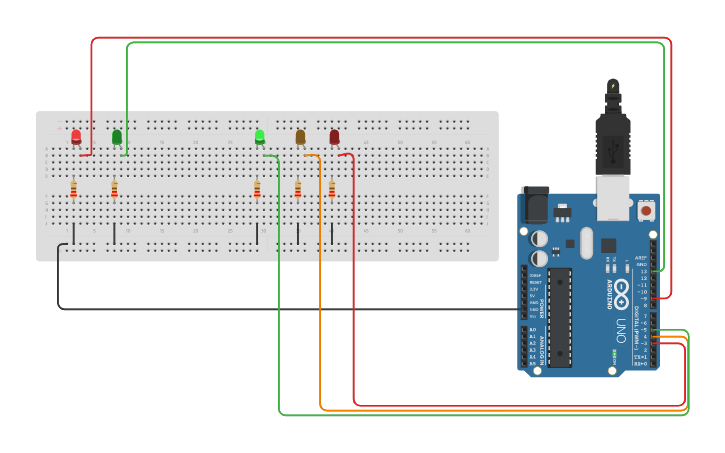 Circuit design Semáforo de arduino - Tinkercad