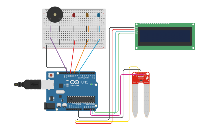 Circuit design Program 5: Soil Moisture Sensor - Tinkercad