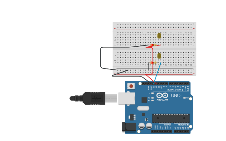 Circuit design Copy of Pisca Pisca com 2 LEDs | Tinkercad