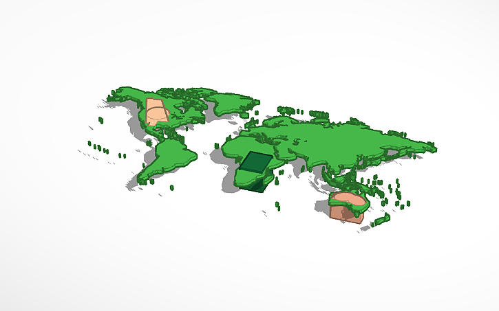 3D design World map - Tinkercad