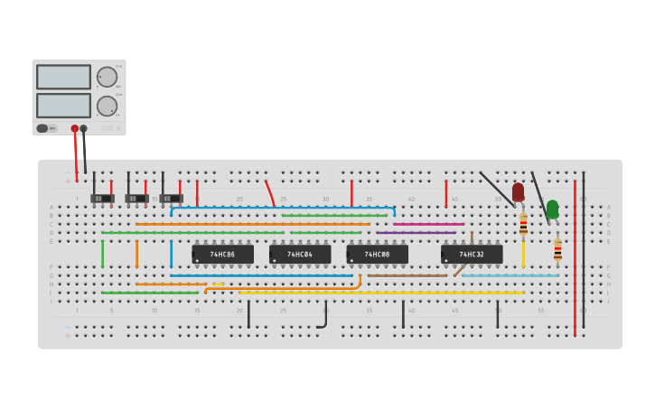 Circuit design Binary full subtractor - Tinkercad