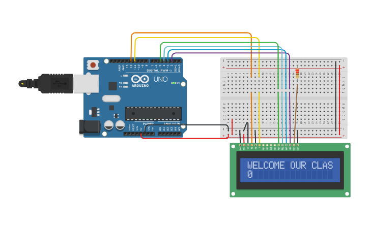 Circuit design led with counting - Tinkercad