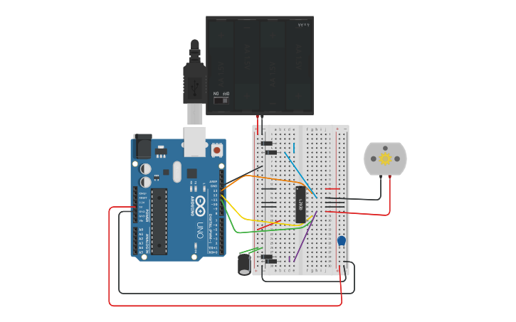 Circuit Design Bi Directional Motor Tinkercad