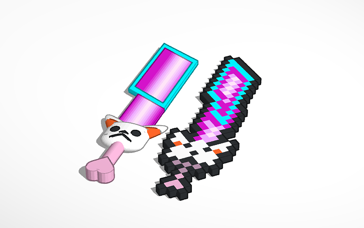 3D design Meowmere pixel art and re-creation | Tinkercad