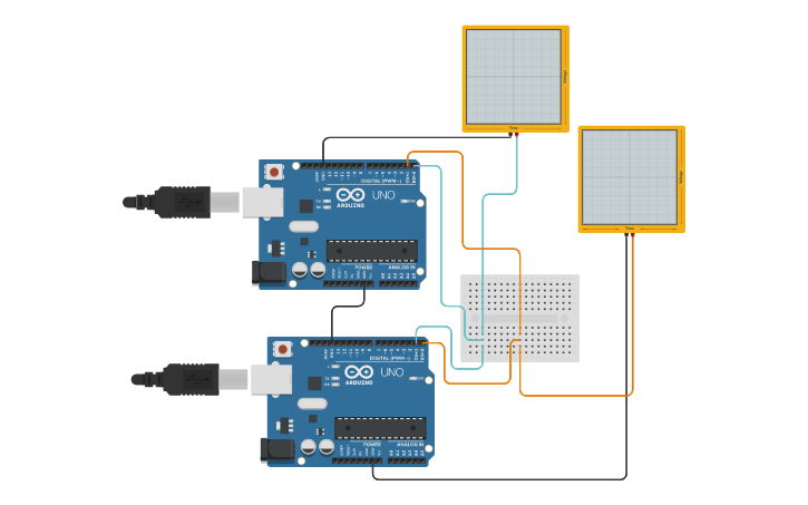 Circuit design Master and Slave - Tinkercad
