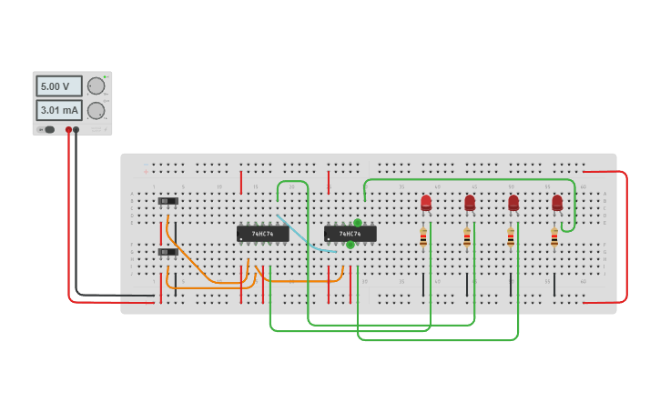 Circuit design Aditya exp.9 shift-register - Tinkercad