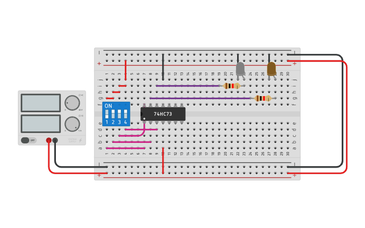 Circuit design Flip Flop JK - Tinkercad