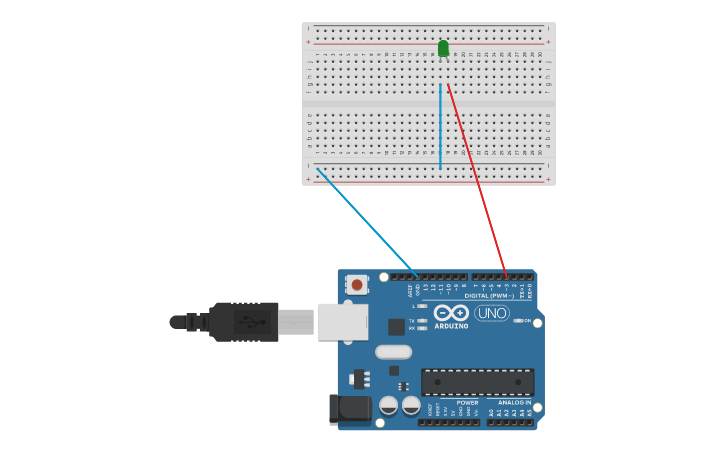Circuit design 03) SOS built-in led and external led - Tinkercad
