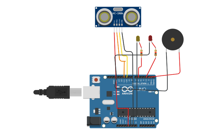 Circuit design social distancing device with one ultrasonic sensor ...