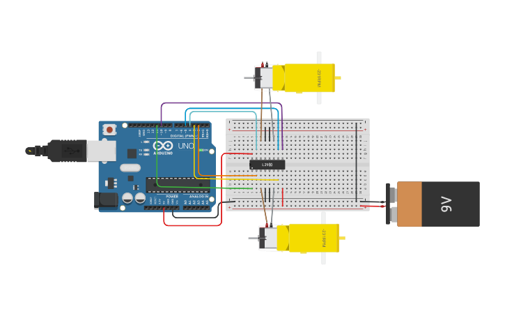 Circuit design Prática7-Robot - Tinkercad