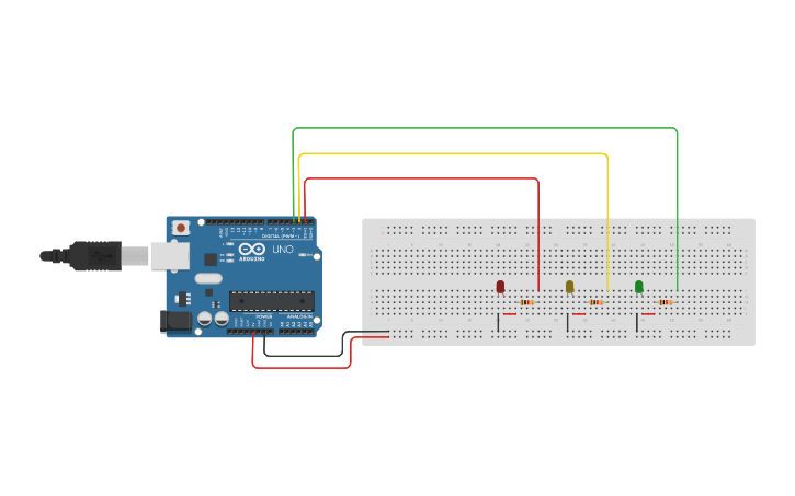Circuit design arduino simulacion semaforo javier gomez 7A | Tinkercad
