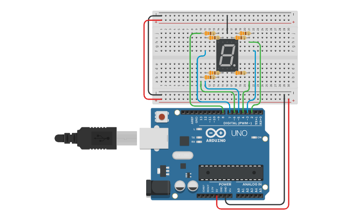 Circuit design BCD 7 Segments Practice - G2 | Tinkercad