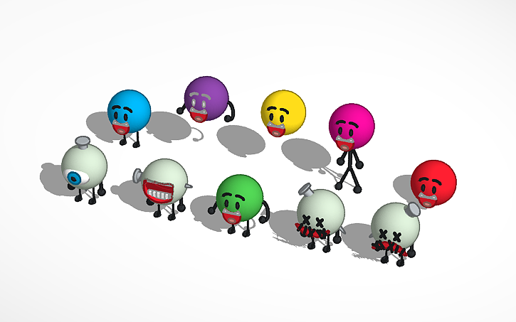 3D design All Greeny the game characters so far (bfdi) | Tinkercad