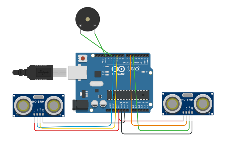Circuit Design Ultrasonic Sensor Visitor Counter Tinkercad