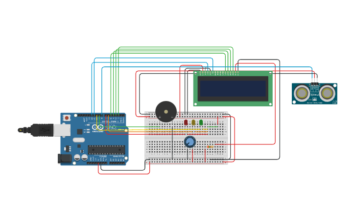 Circuit design Waste Level detection - Tinkercad