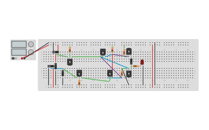 Circuit design TTL NOR - Tinkercad