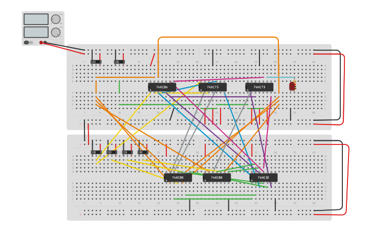 Circuit design piso shift register - Tinkercad