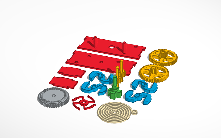 3D design Wind-up Running Buggy Print Layout - Tinkercad