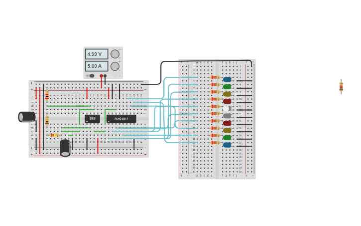 Circuit design running LED - Tinkercad