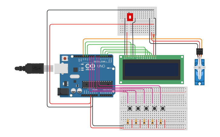 Circuit design Controle de comporta de uma eclusa | Tinkercad Circuit design Controle de comporta de uma eclusa | Tinkercad