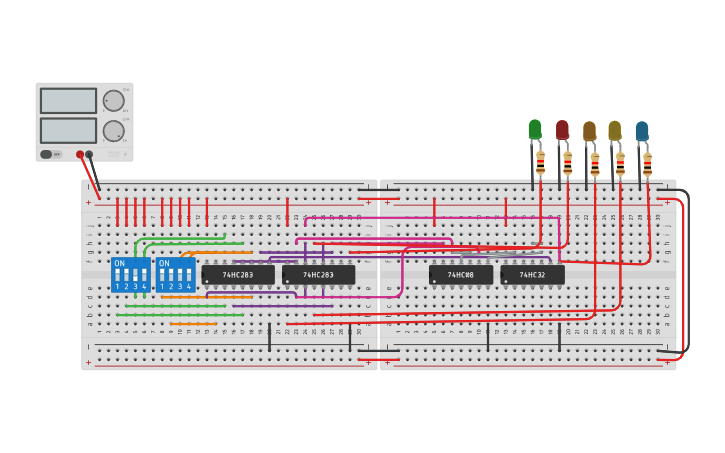 Circuit design BCD Adder | Tinkercad