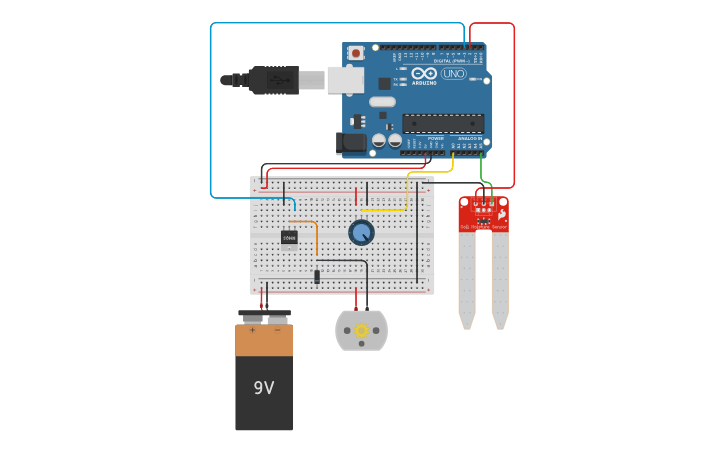 Circuit design Automatic Plant Watering - Tinkercad