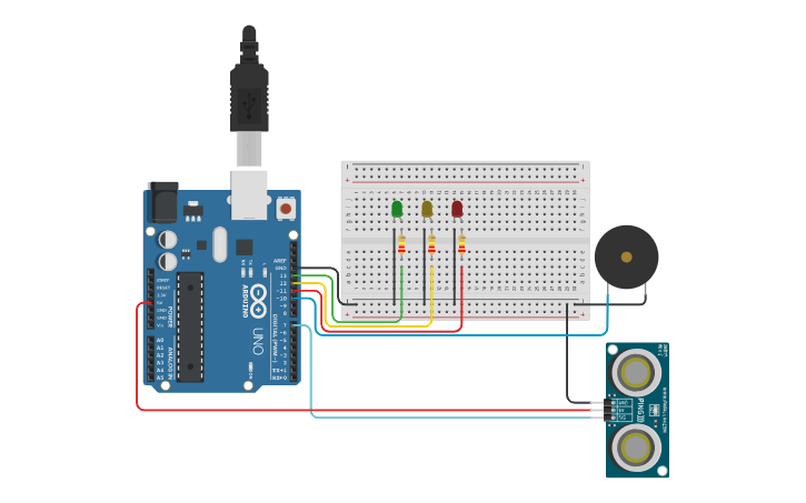 Circuit design car parking sensor Vladimir, Beggy | Tinkercad