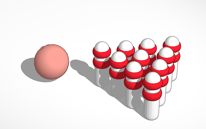 3D design Bowling Ball and Bowling pins - Tinkercad