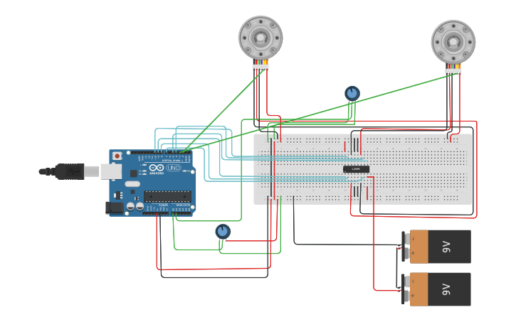 Circuit design 2D Differential Drive - Tinkercad