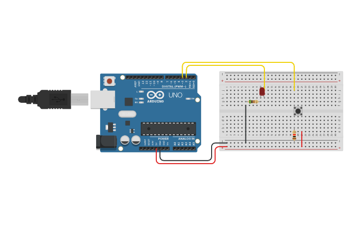 Circuit design Acender LED por botão - Tinkercad Circuit design Acender LED por botão - Tinkercad