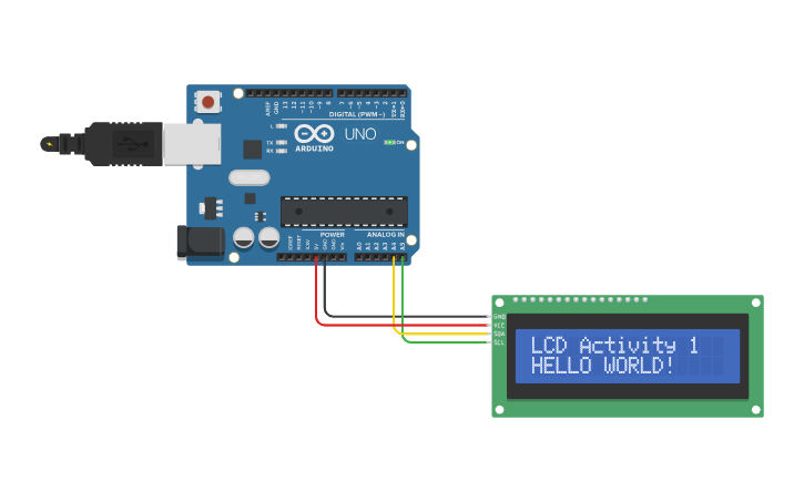 Circuit design Hello World LCD I2C - Tinkercad