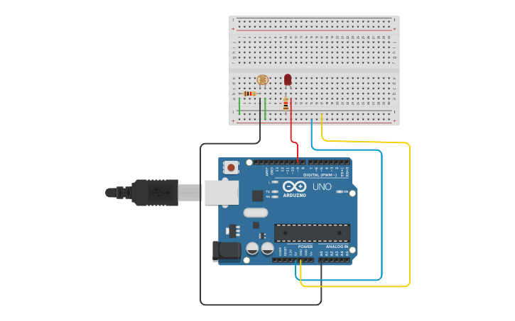 Circuit design Photoresistor - Tinkercad
