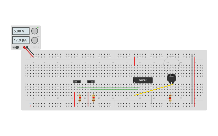 Circuit design NOR 2 | Tinkercad