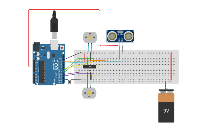 Circuit design Follow me Robot - Tinkercad