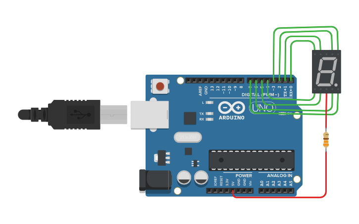 Circuit Design 7 Segment Led Programming Arduino Uno Using Pure C By Nivetha Tinkercad
